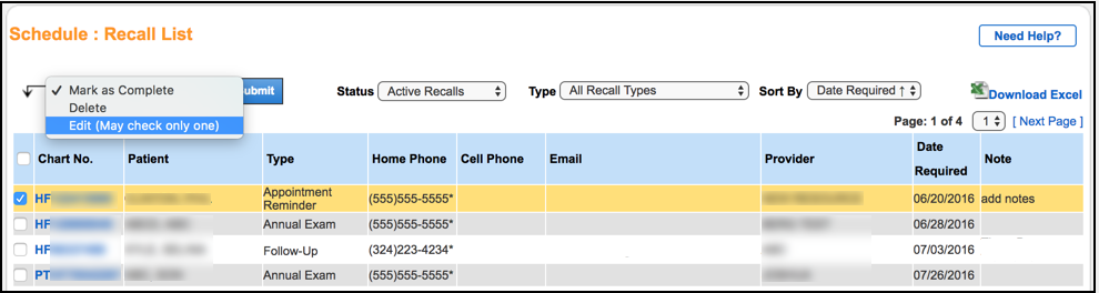 Recall List