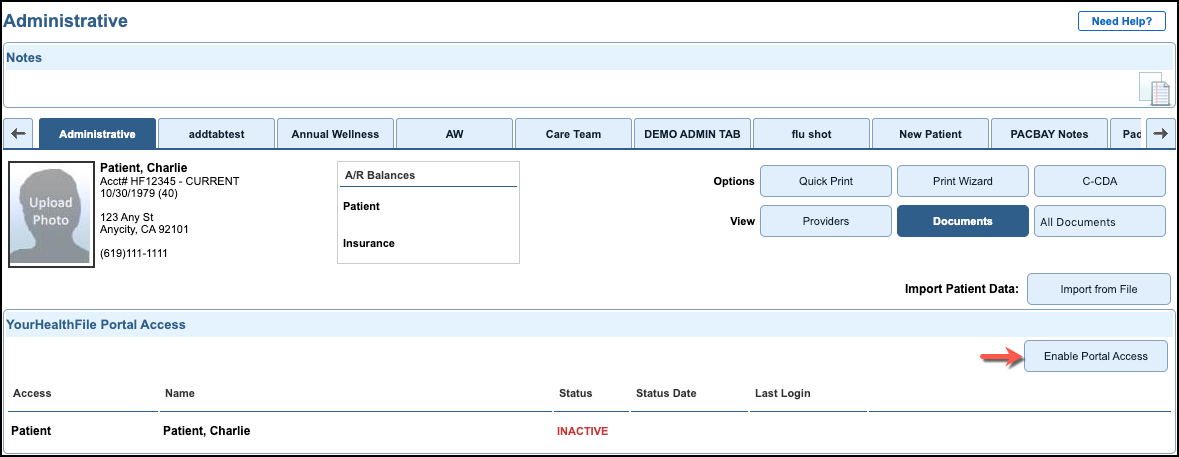 Enable Patient Portal Access