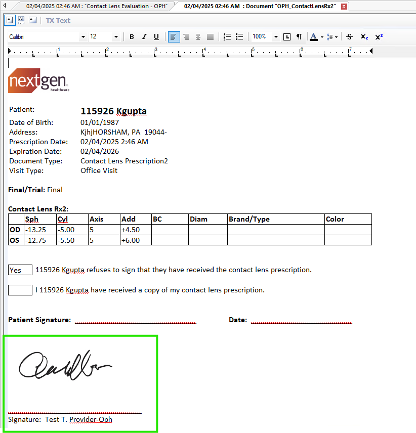 Adding Provider Signature in document- OPH Suite 2023.1