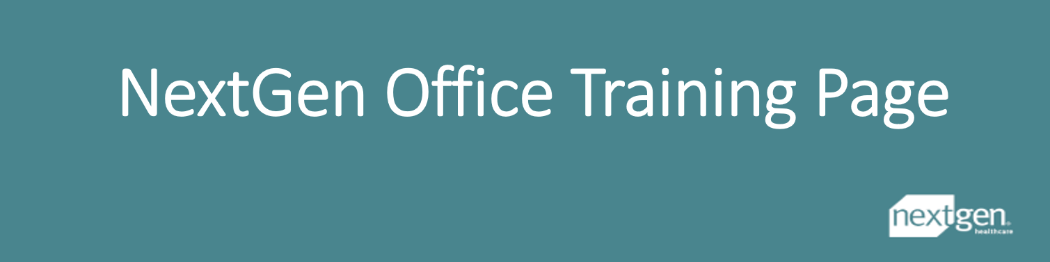 NextGen Office Training Page